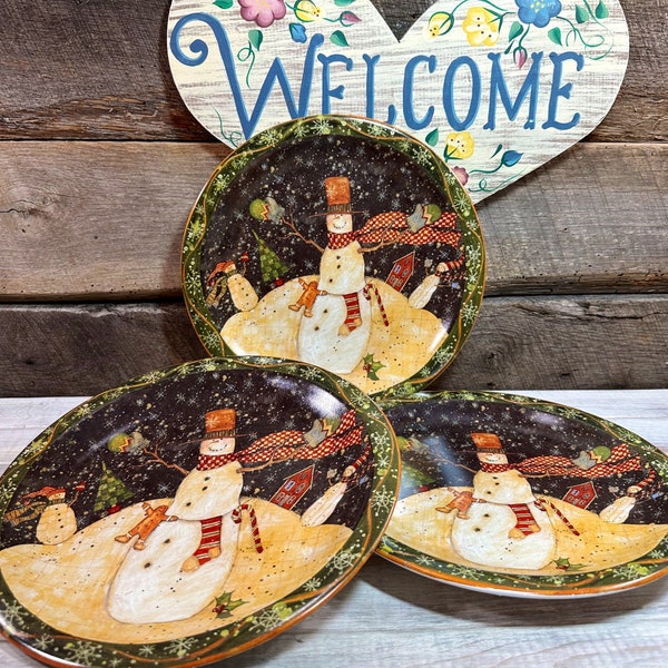 Snowman Christmas Dishes Susan Winget - Etsy