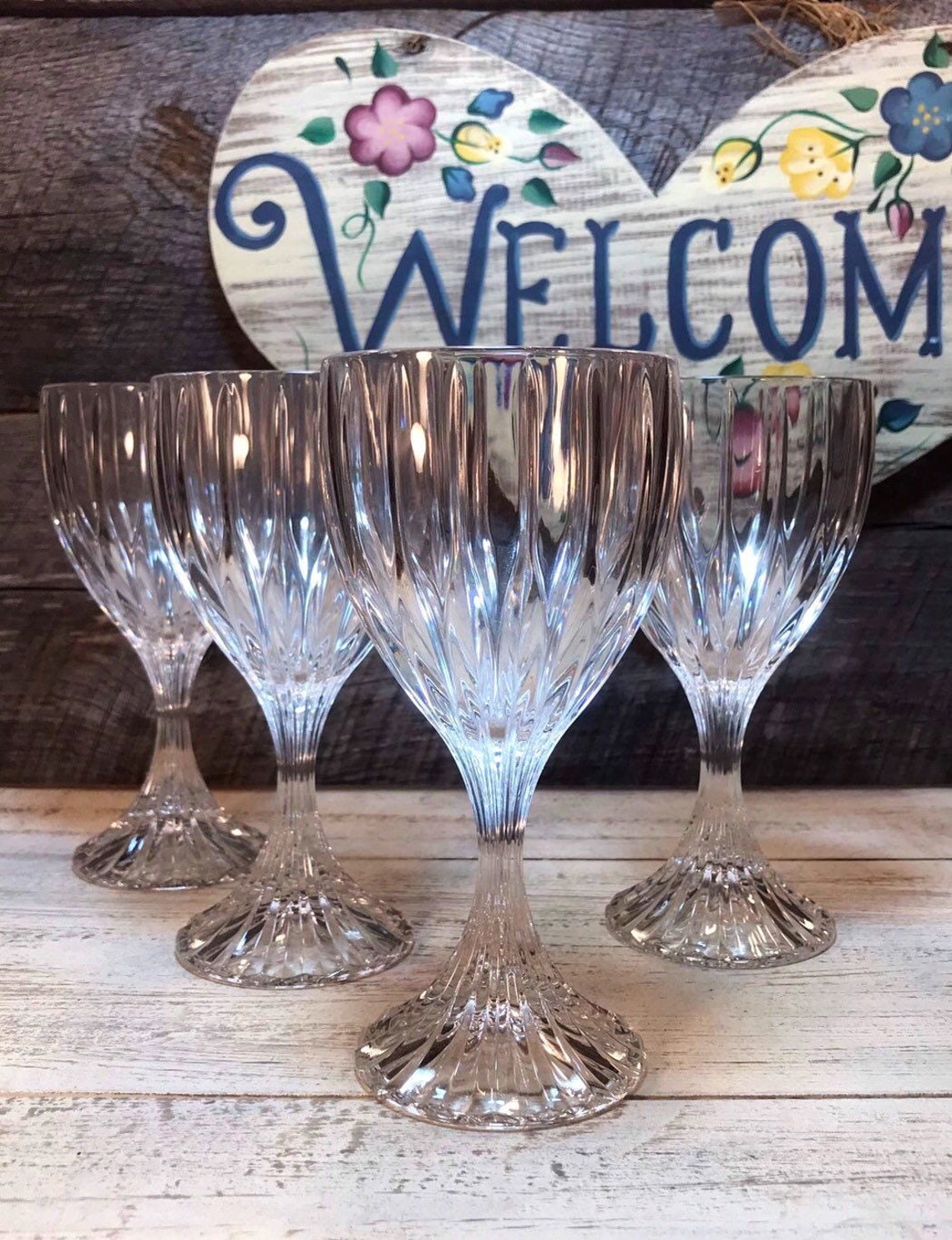 Set of 4 four Mikasa PARK LANE Crystal WATER Goblets - Etsy