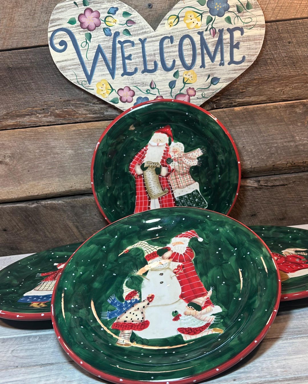 Set of 4 (four) Santa Mates DINNER Plates by NOBLE EXCELLENCE ...