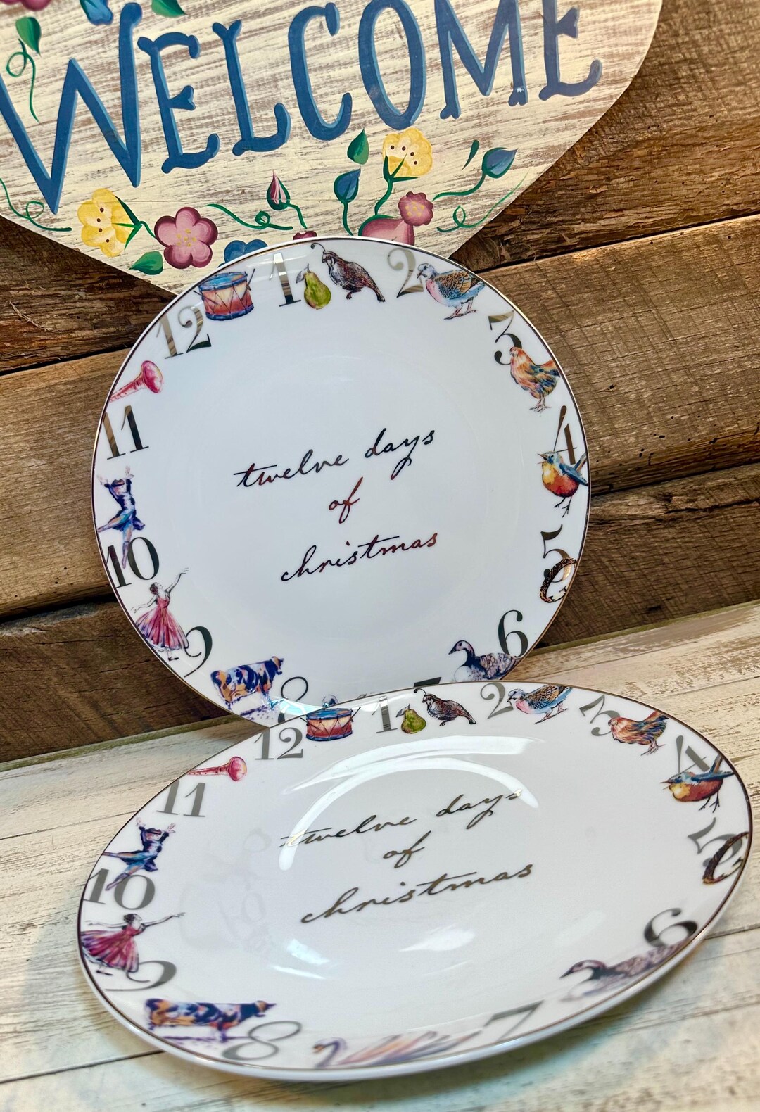 GORGEOUS Set of 2 two DINNER PLATES From the 12 Days of Christmas ...