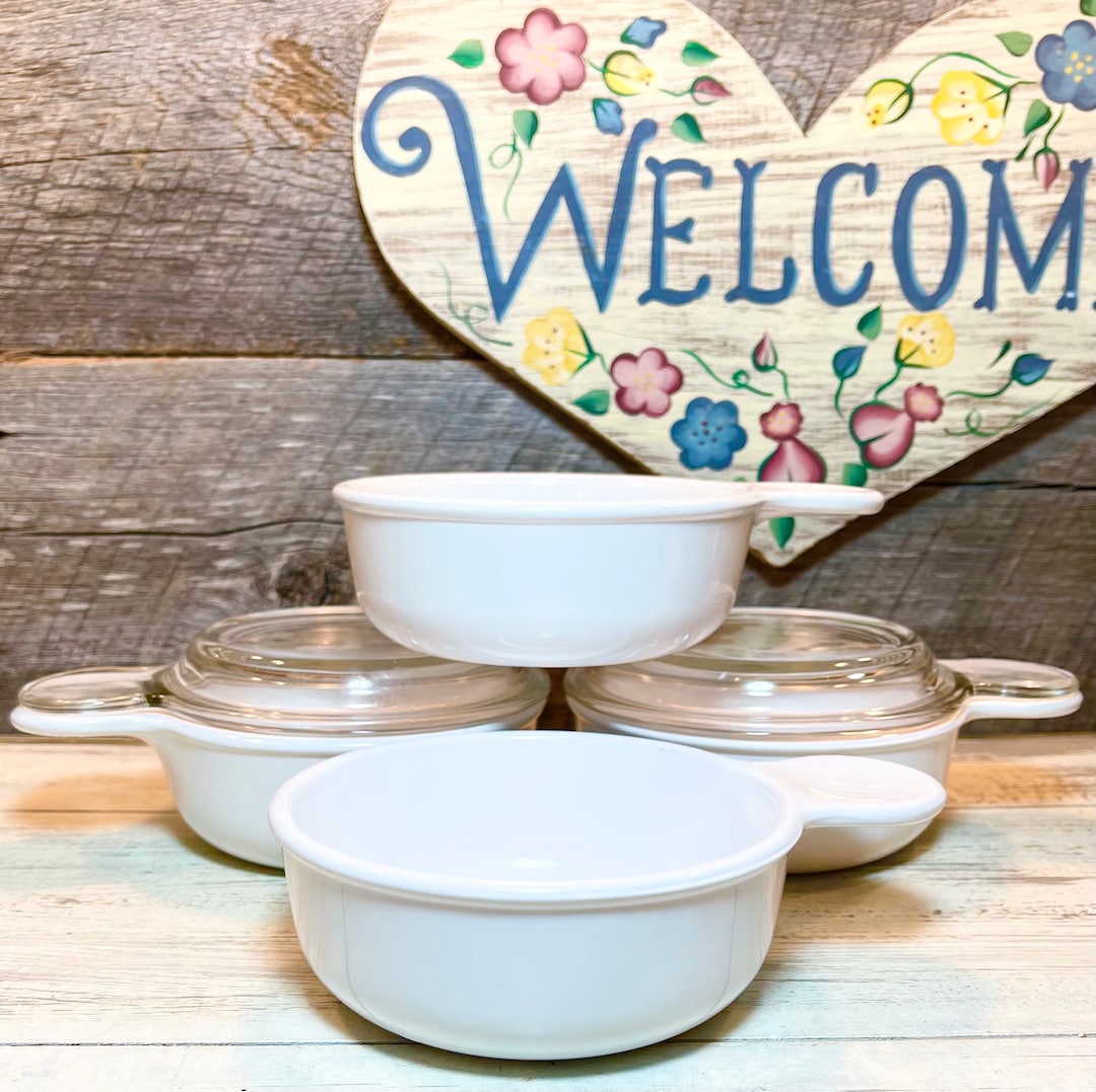 Set of 4 (four) Corningware Grab-it White Coupe Bowls, Centura ...