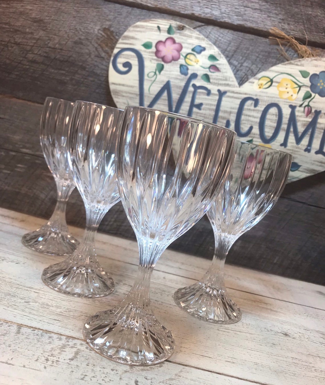 Set of 4 Four Mikasa PARK LANE Crystal WATER Goblets | Etsy