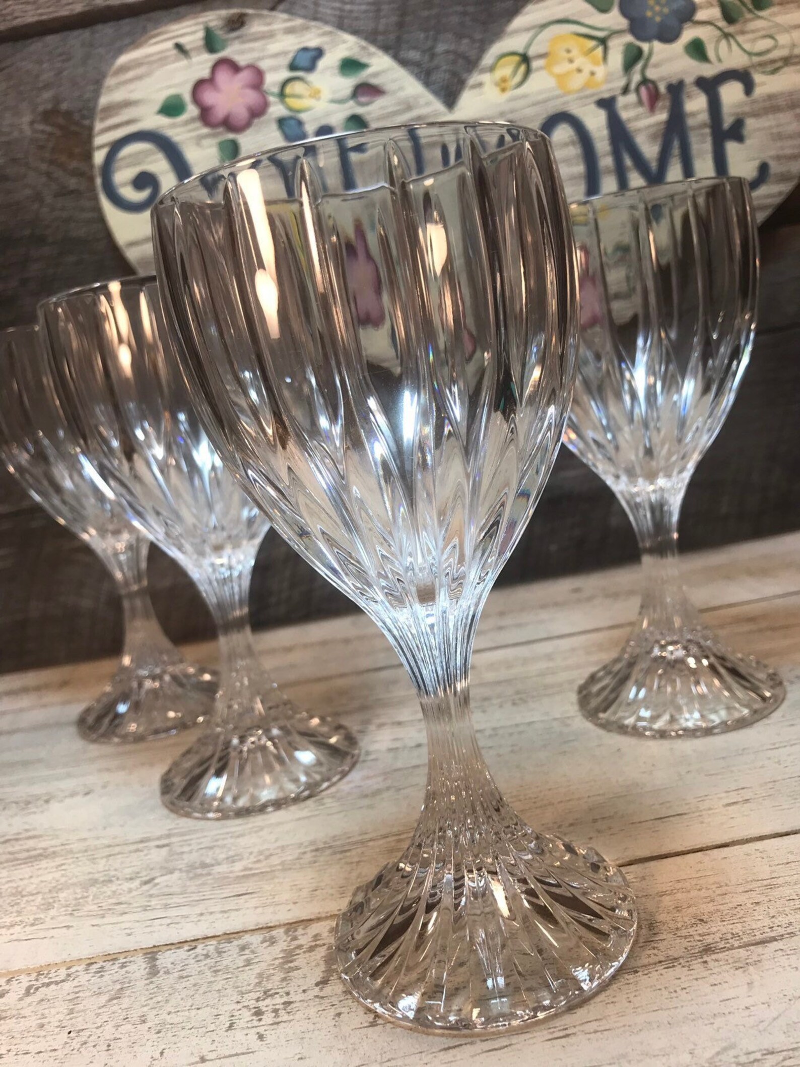 Set of 4 four Mikasa PARK LANE Crystal WATER Goblets - Etsy