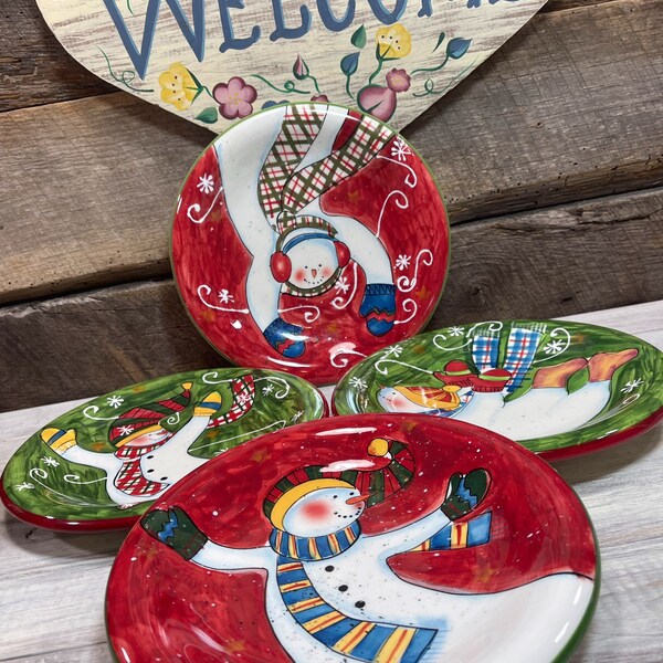 Snowman Christmas Dishes Susan Winget - Etsy