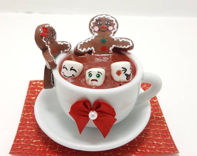 Gingerbread Man Soaking in a Cup of Hot Chocolate Christmas - Etsy
