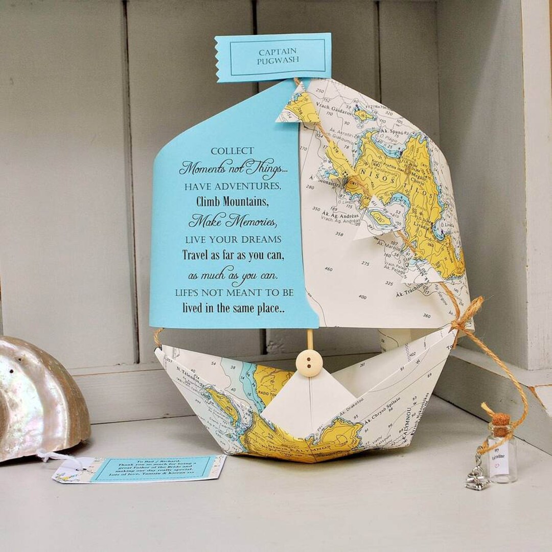 Personalized Nautical Chart Paper Boat Card: Adventure Keepsake - Etsy