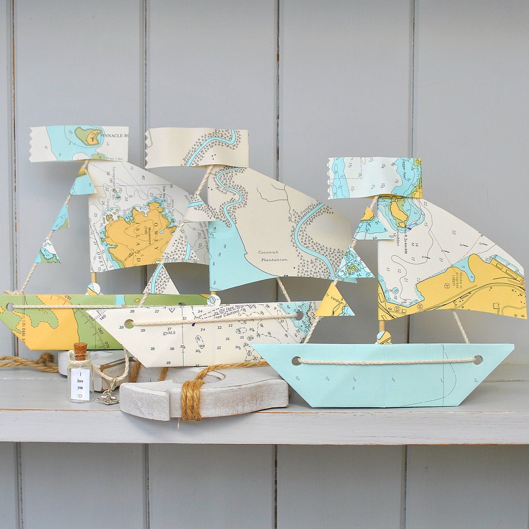 Personalised Nautical Chart Sail Boat Card - Etsy