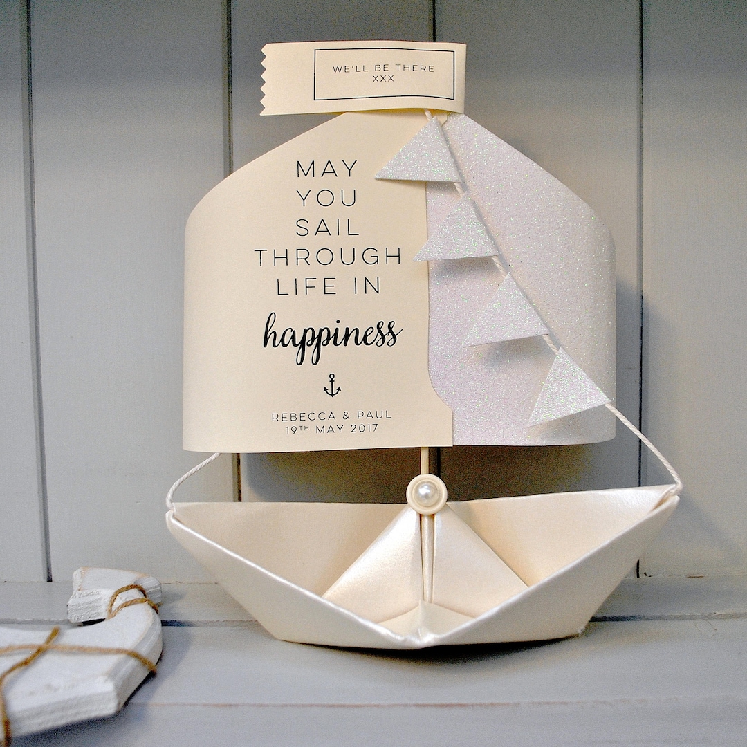 Personalized Paper Boat Wedding Card: Nautical Keepsake Gift - Etsy
