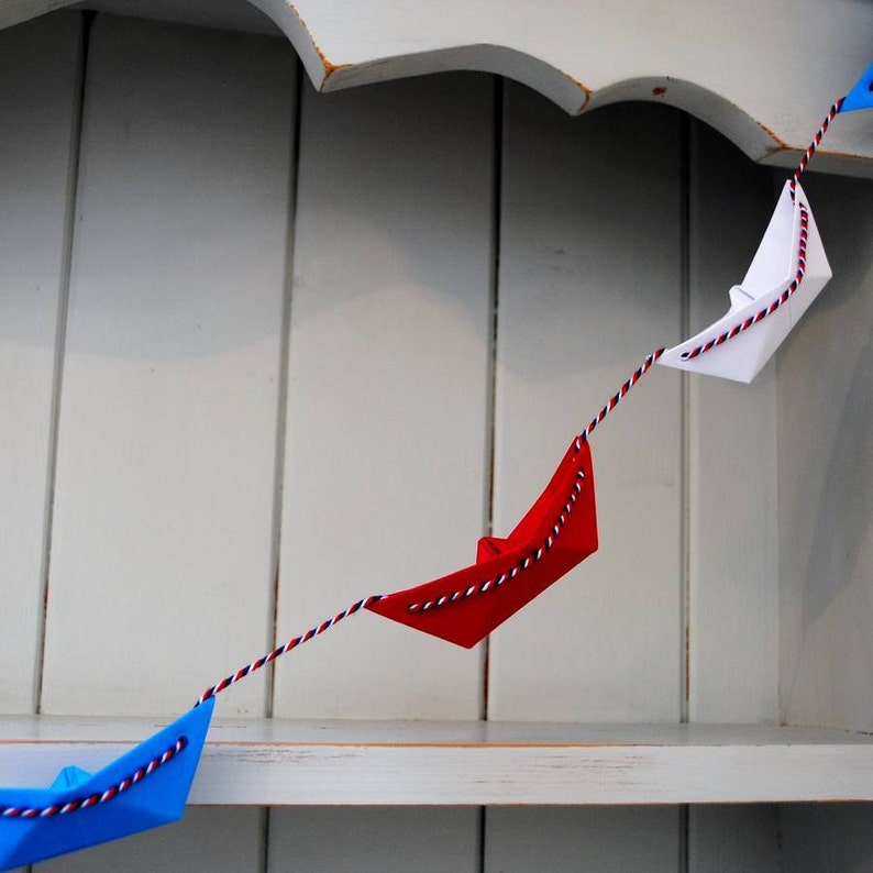 Paper Boat Bunting: Nautical Chart Garland, Nursery Decor - Etsy