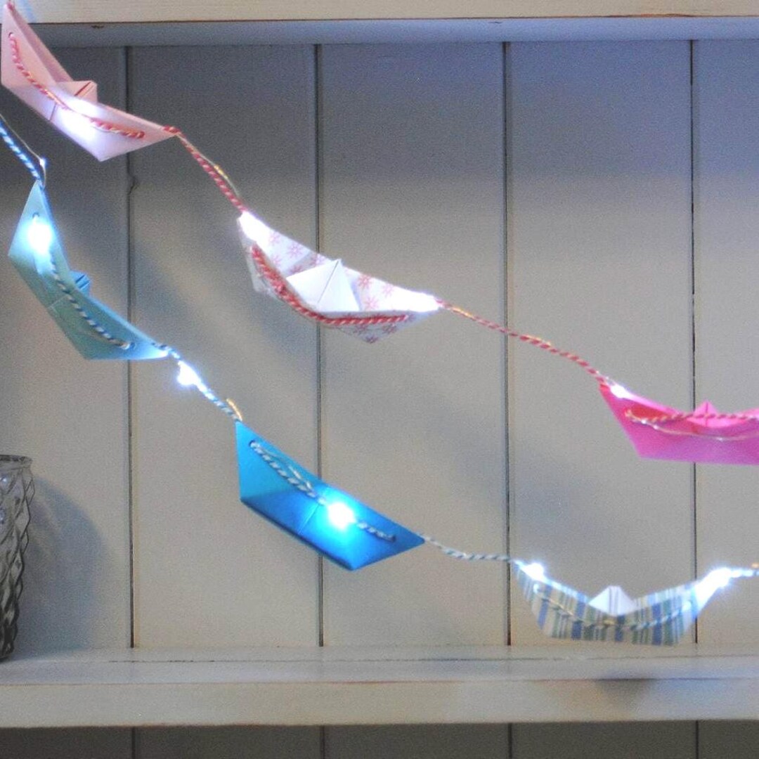 Paper Boat LED Bunting: Nautical Nursery Garland - Etsy