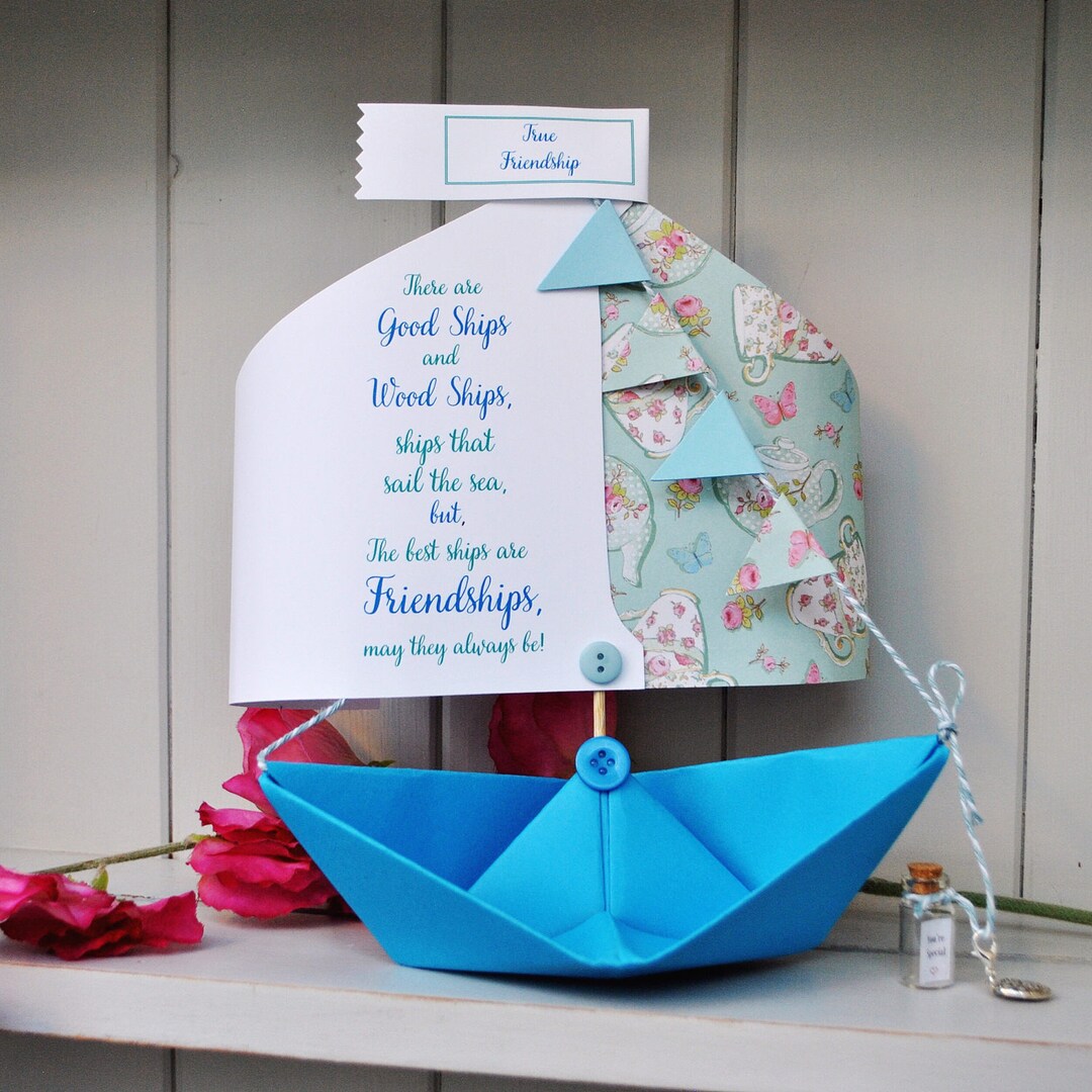 Best Friend Card, Paper Boat, Sailboat Card, Friendship, Birthday Card ...