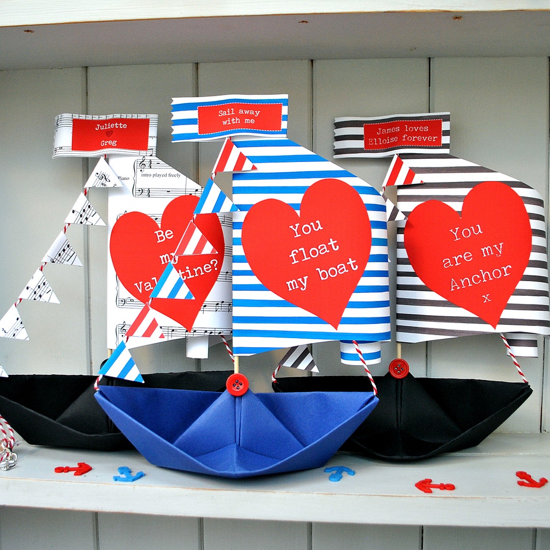 Personalised Heart Sail Boat Valentine's Day Card - Etsy