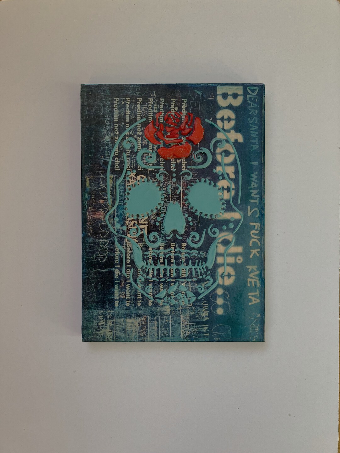 Sugar Skull Mixed Media Art - Handmade and OOAK - Etsy