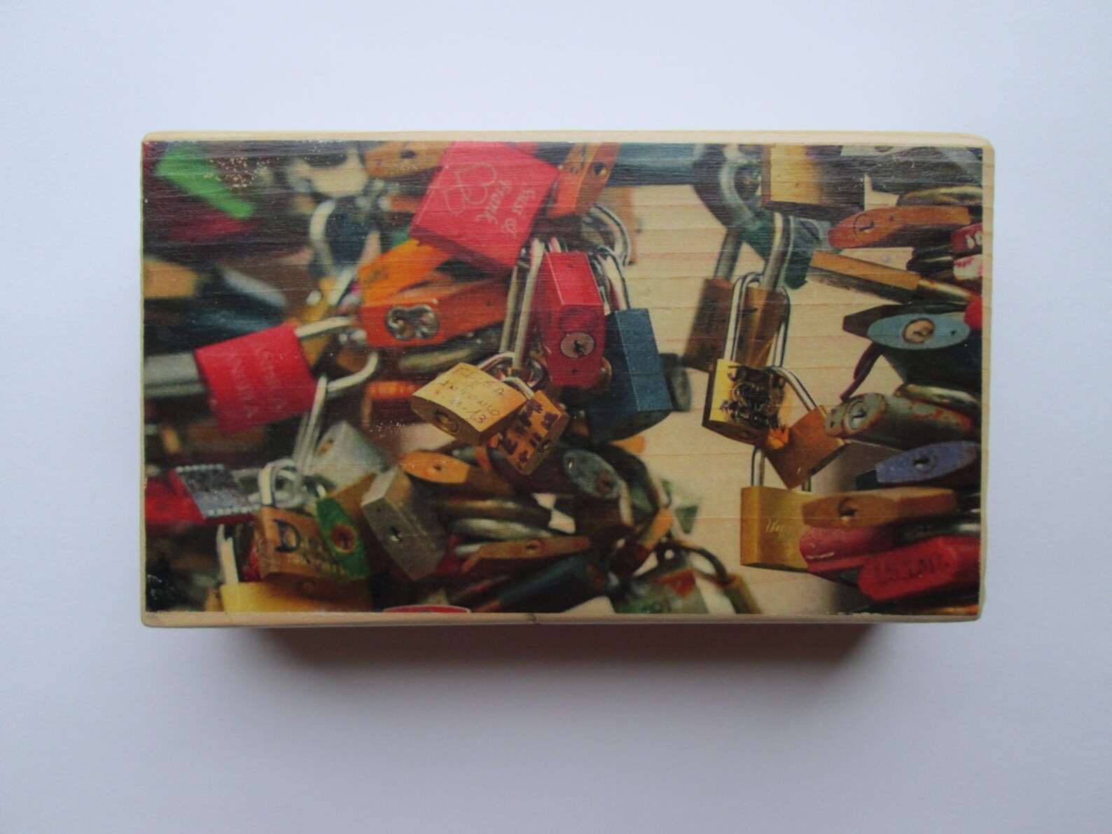 Photo Transfer on Wood Love Locks in Prague OOAK - Etsy