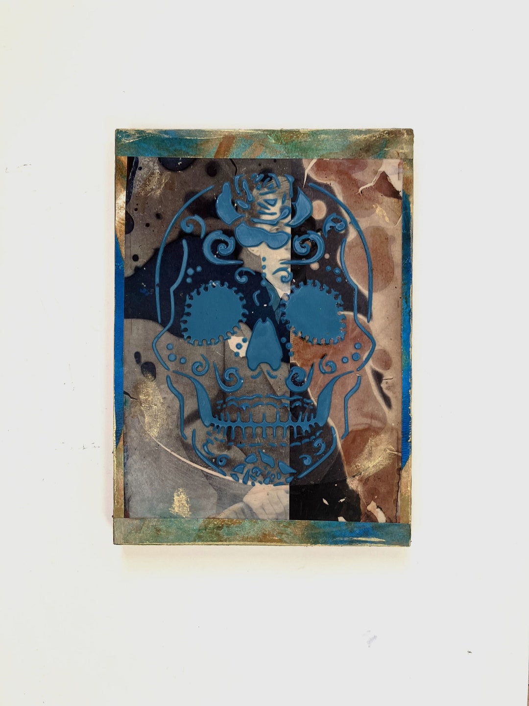 Sugar Skull Mixed Media Art - OOAK and Handmade - Etsy