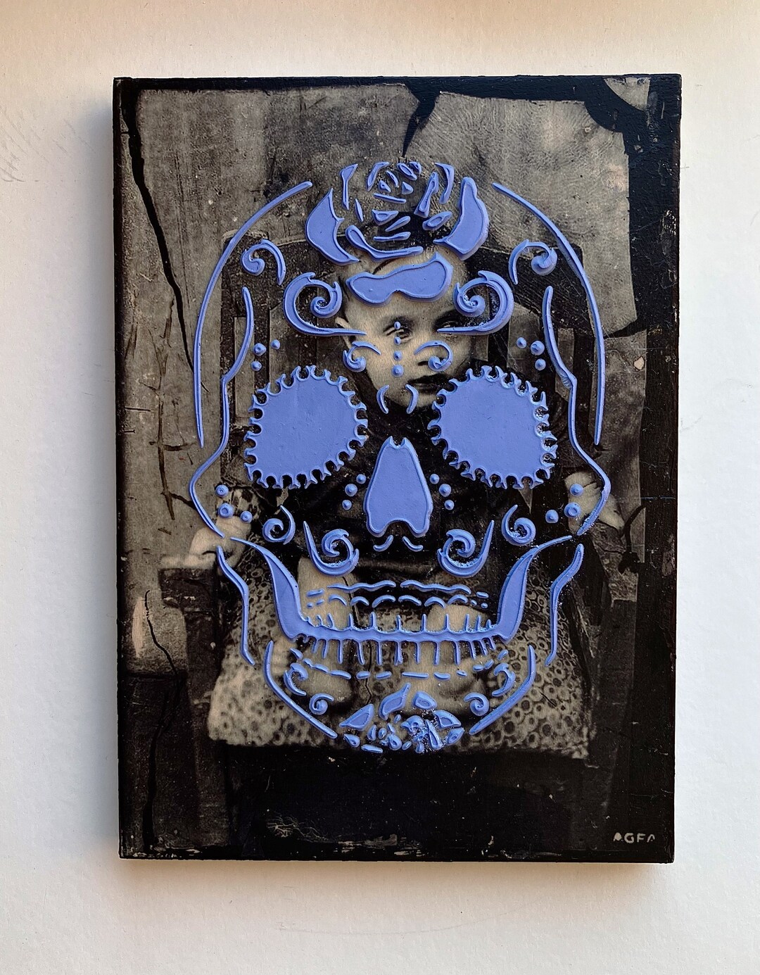 Sugar Skull Mixed Media Art on Wood Panel - OOAK and Handmade - Etsy