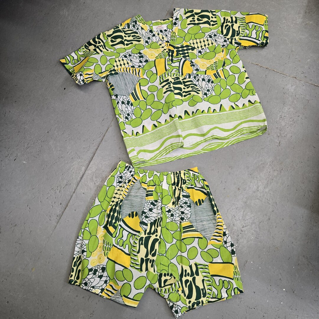 FANTASTIC Vibrant Vintage 70s Boxer Style Two Piece SLEEP SET by ...