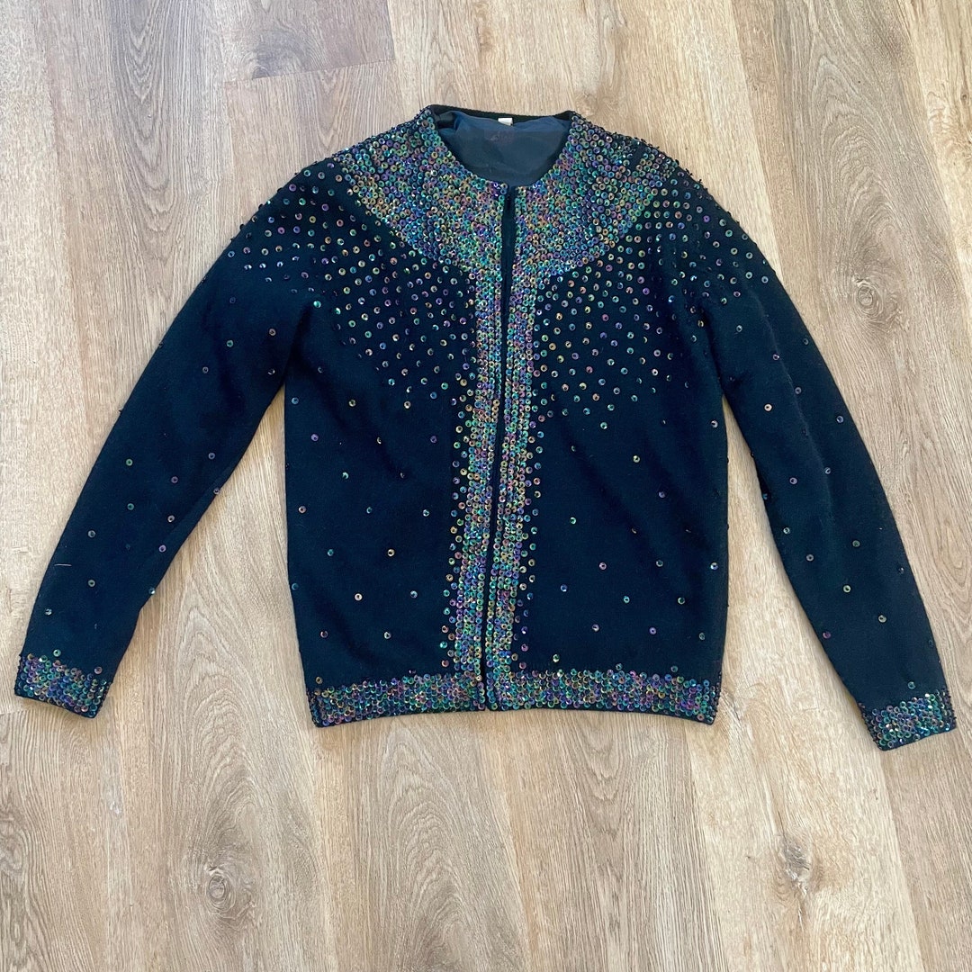 STUNNING Cardigan With IRIDESCENT SEQUINS Size Medium - Etsy