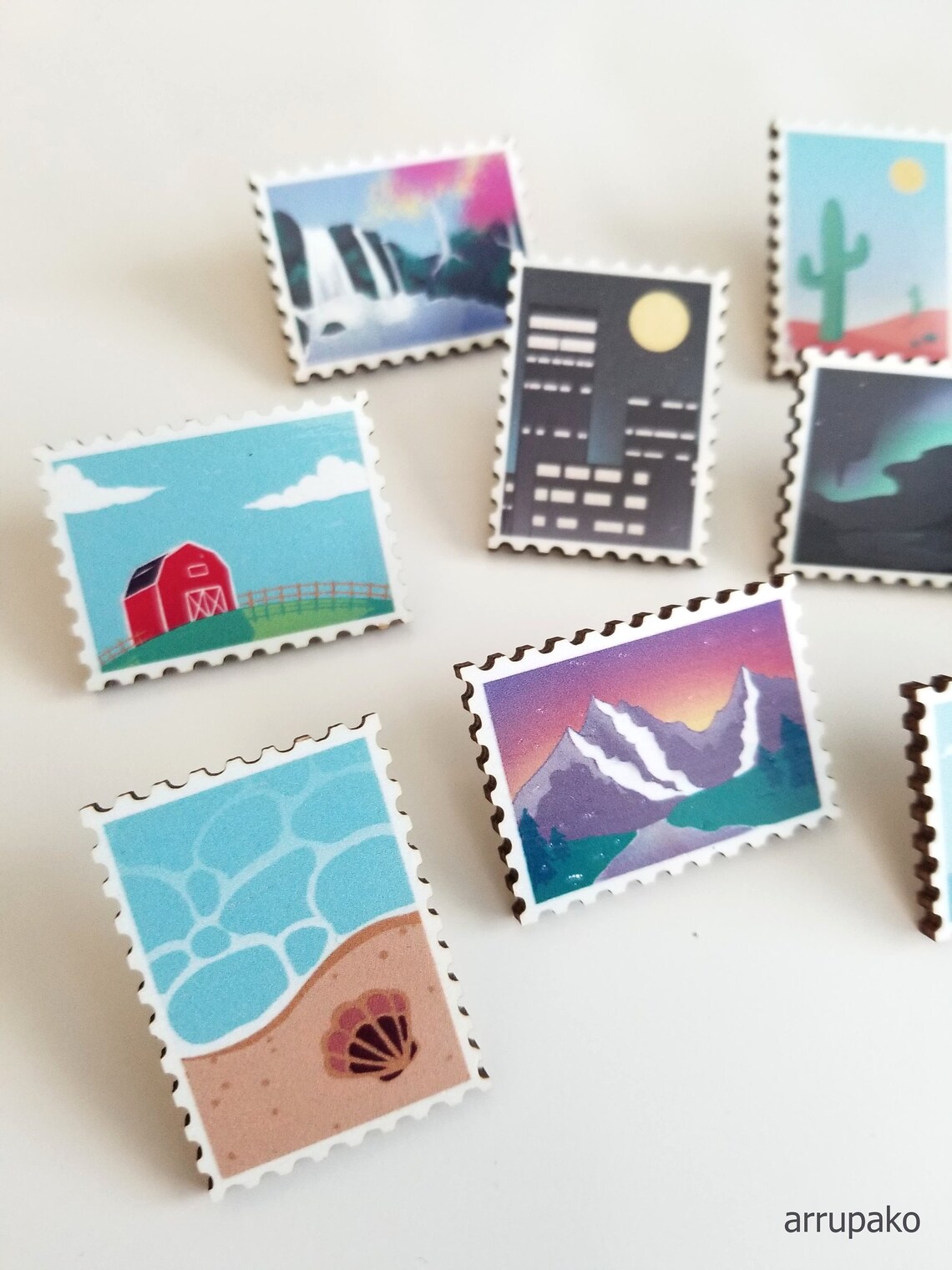 Wooden Stamp Pins - Etsy