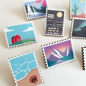 Wooden Stamp Pins - Etsy