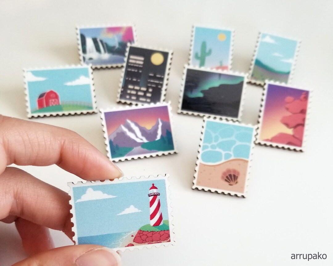Wooden Stamp Pins - Etsy