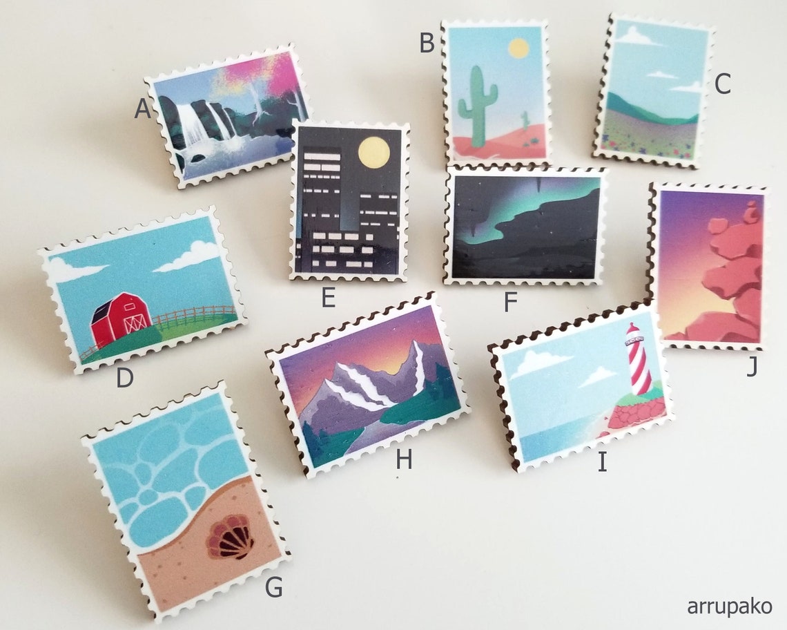 Wooden Stamp Pins - Etsy