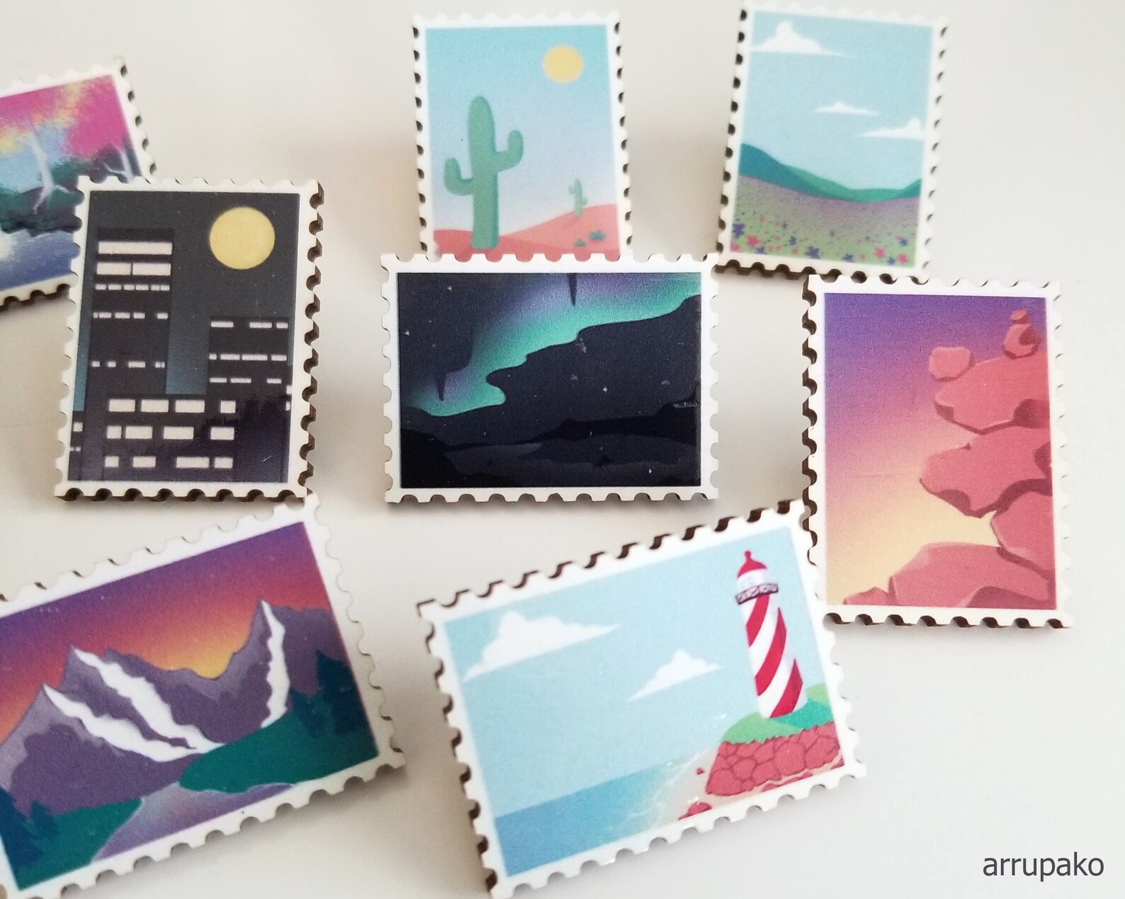 Wooden Stamp Pins - Etsy