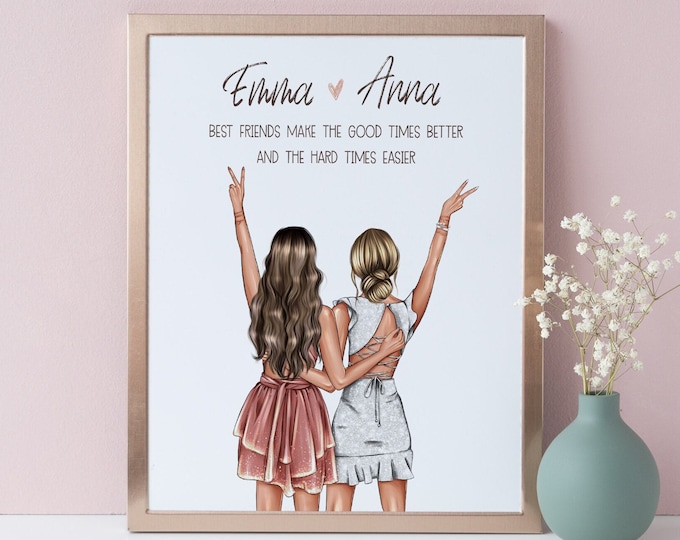 Poster “BFF 9 Best Friends” Personalized, Personalized Gift, Girlfriend ...