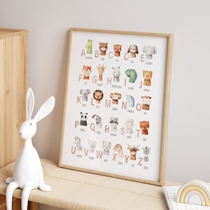 Printable Watercolor Animal Alphabet, Animal Letters for Kids Learning ...