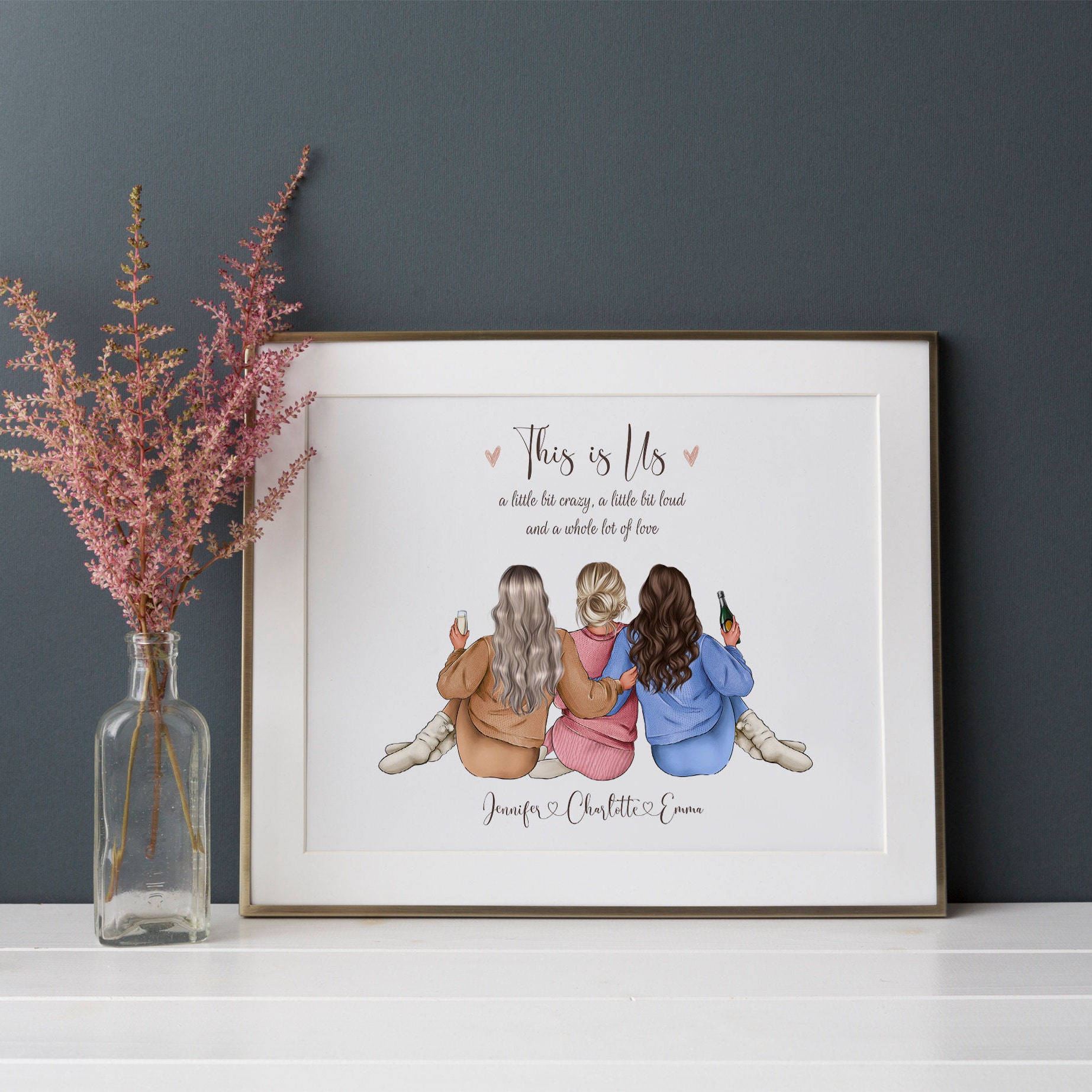 Best Friends Personalized Print Custom 3 Friend Prints Three - Etsy UK