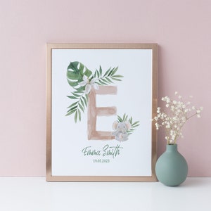 Custom Baby Name Sign, Name Printable, Personalized Floral Name Print ...