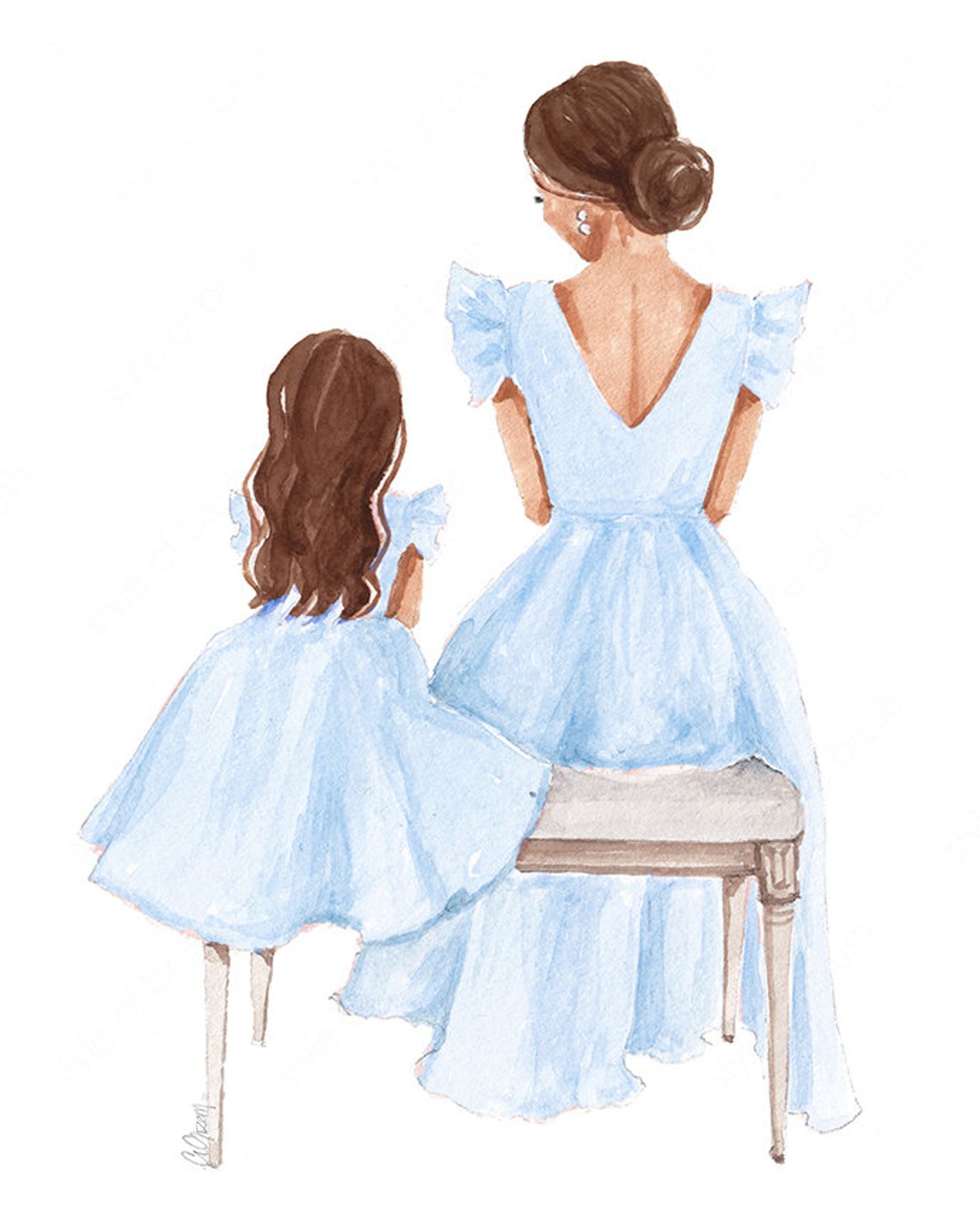Mother and Daughter Illustration – Mother's Day Art Print (digital ...