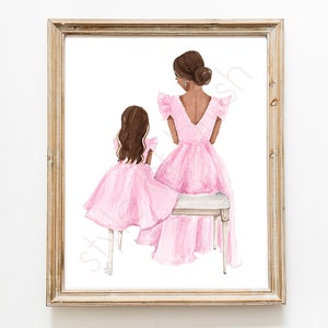 Mommy and Me - Mother Daughter Illustration - Mother's Day Art - Mother ...