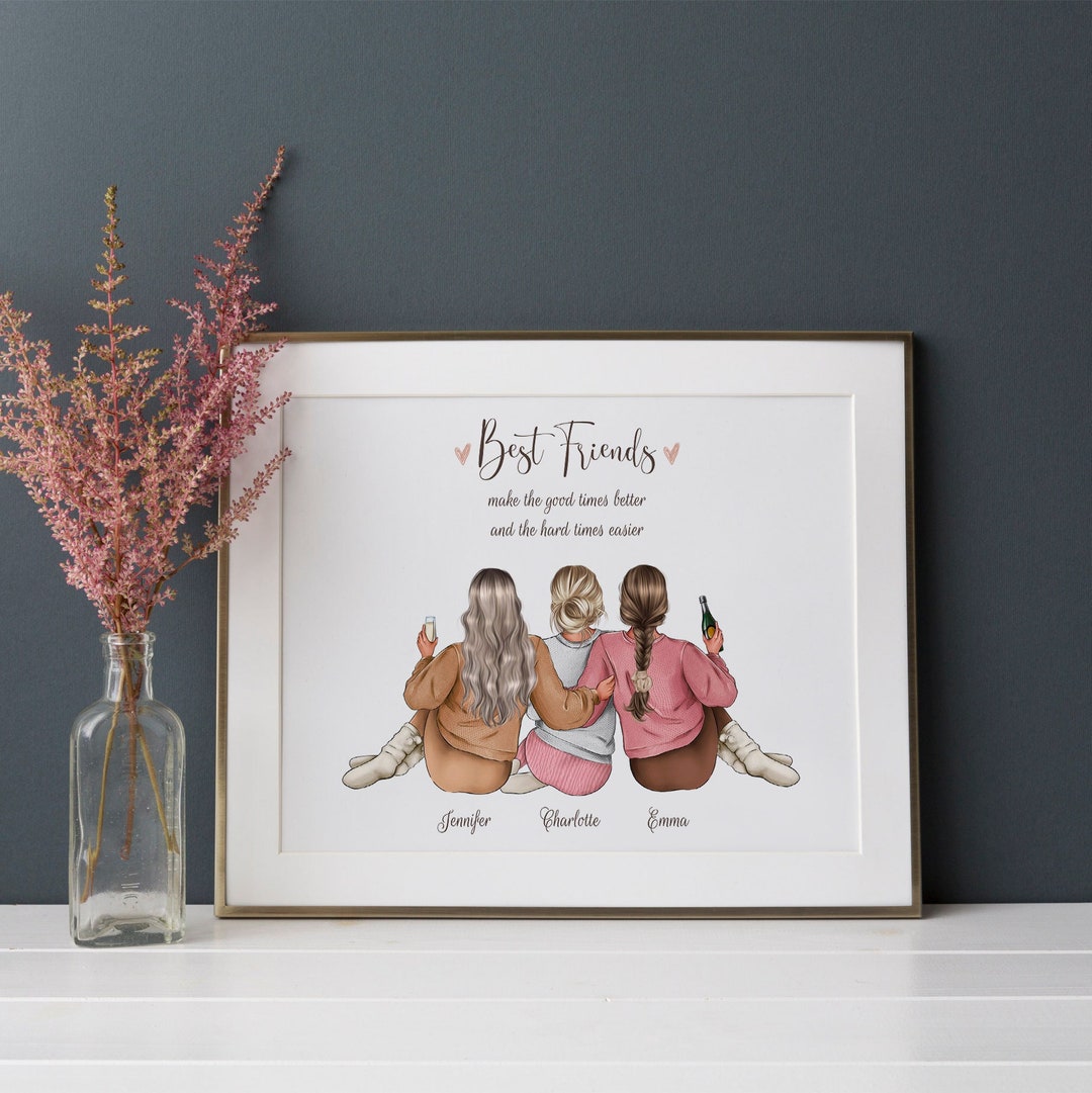 Best Friends Personalized Print, Custom 3 Friend Prints, Three Best ...