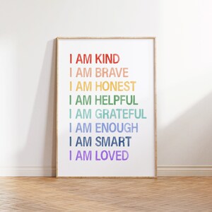 Downloadable Daily Affirmations Poster for Kids, Rainbow Positive ...