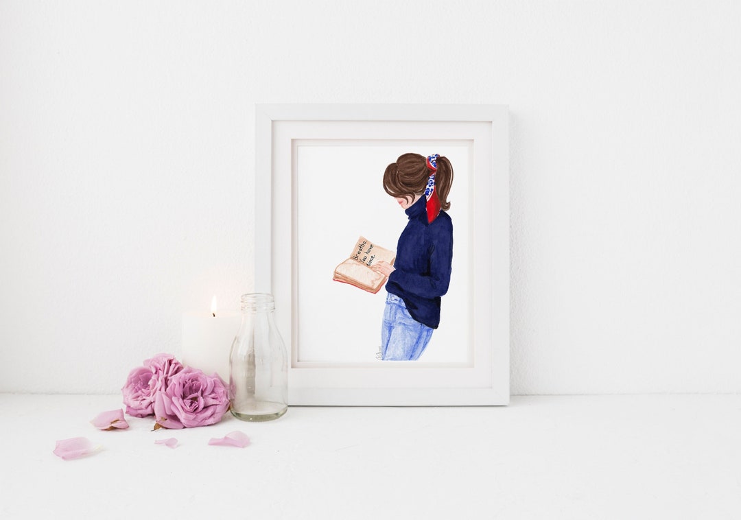 Bibliophile Art Print, Book Lover Girl Illustration, Reading Girl ...