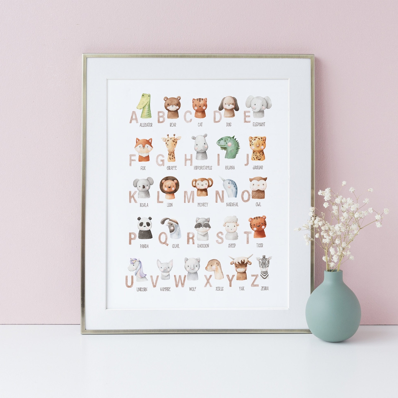 Printable Watercolor Animal Alphabet Animal Letters for Kids - Etsy