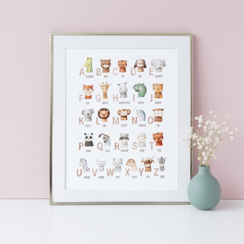 Printable Watercolor Animal Alphabet Animal Letters for Kids - Etsy