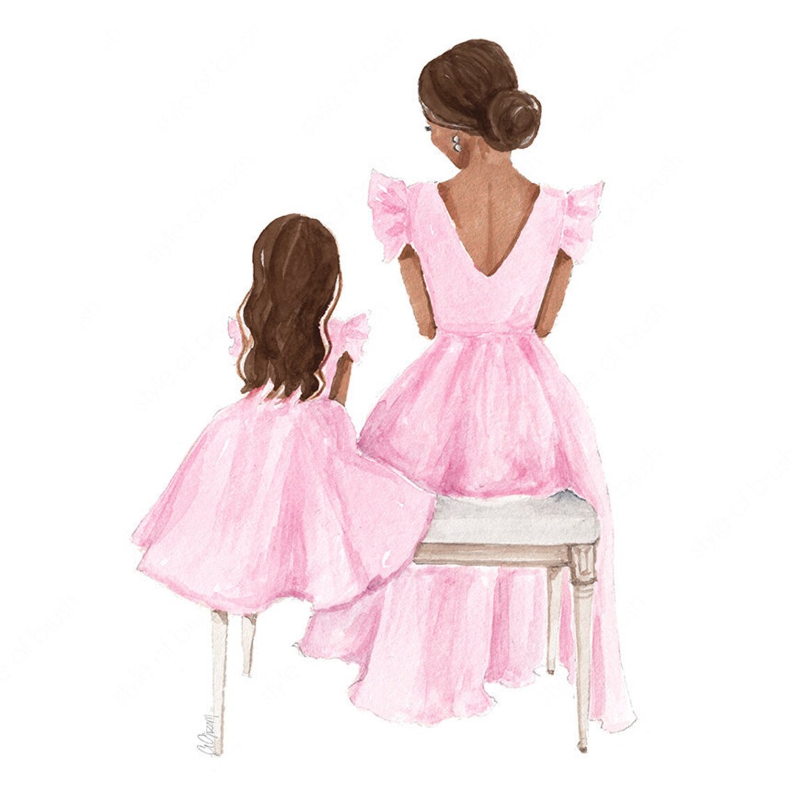 Mommy and Me - Mother Daughter Illustration - Mother's Day Art - Mother ...