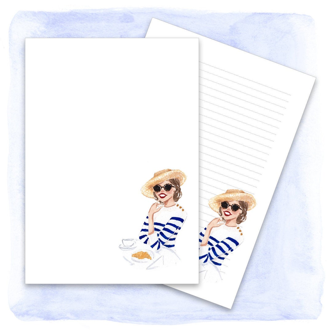Cafe Girl, Instant Download Writing Paper, Printable Stationery Paper ...