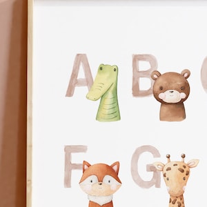 Watercolor Animal Alphabet Printable, ABC Poster for Kids Room ...