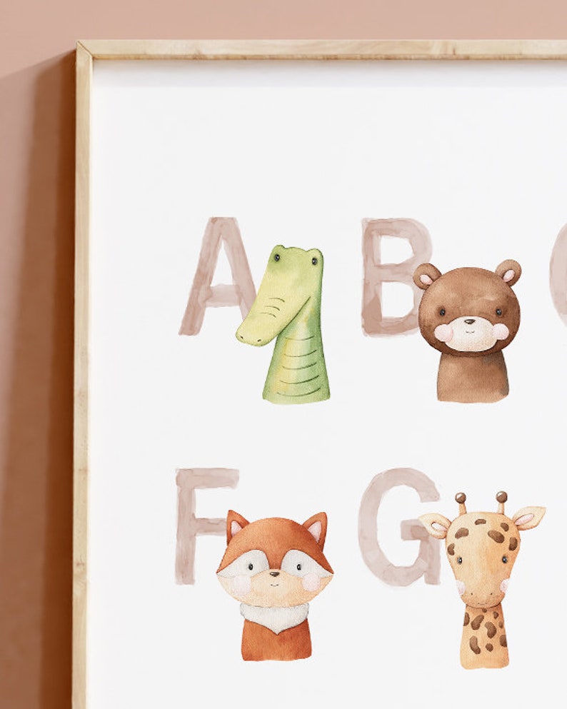 Watercolor Animal Alphabet Printable ABC Poster for Kids - Etsy