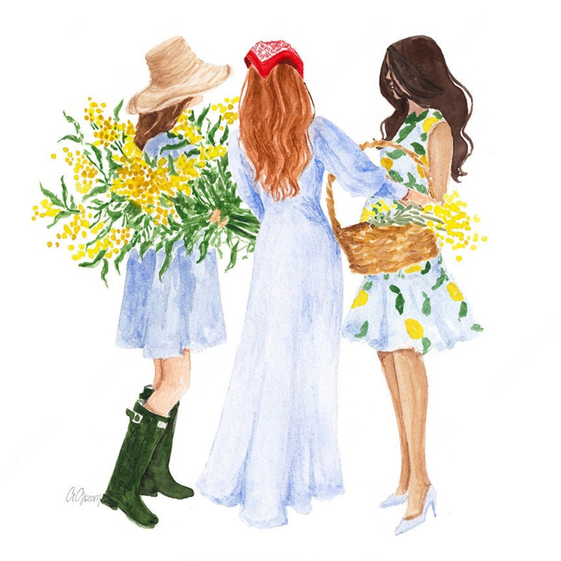 Spring Summer Fashion Illustration Best Friends Illustration | Etsy
