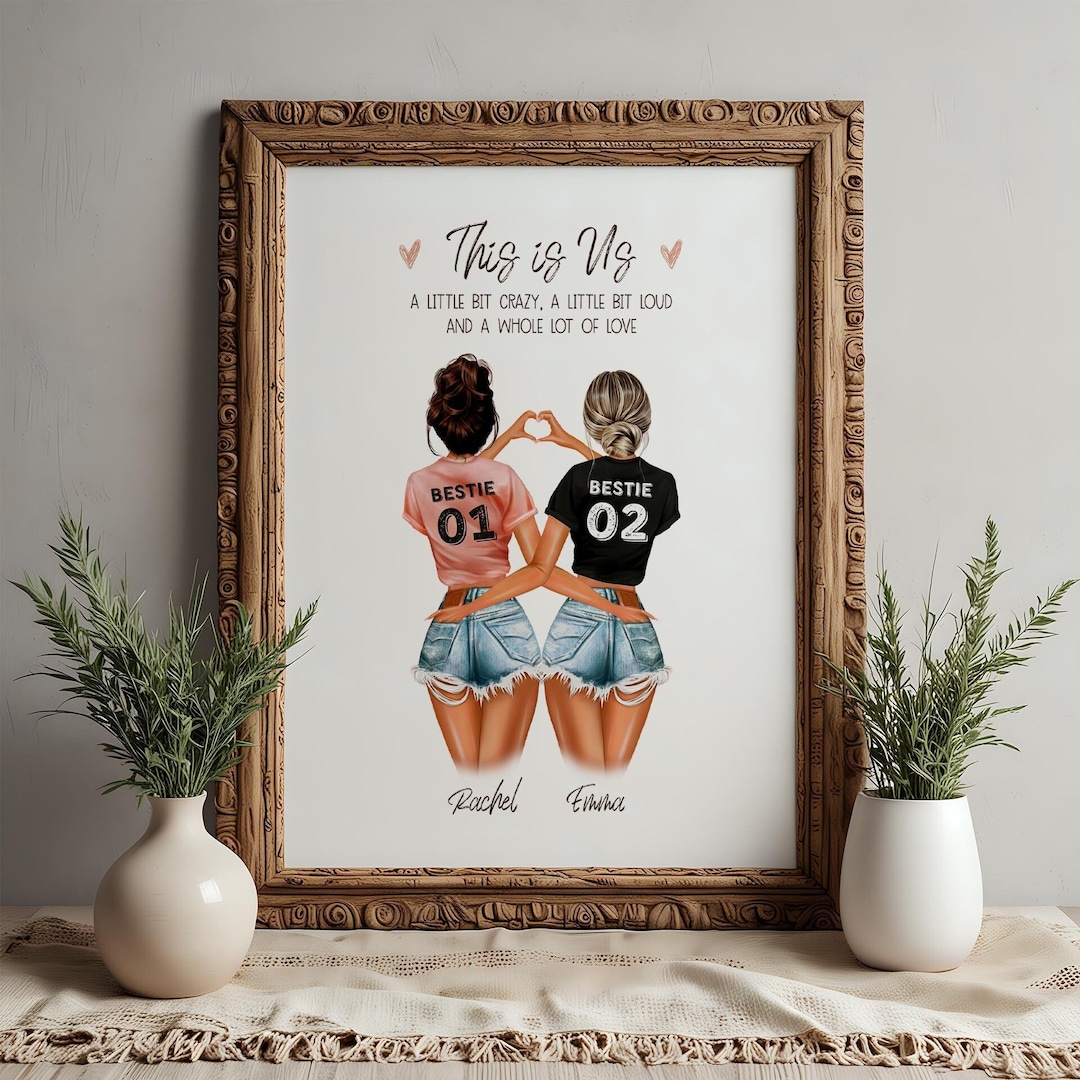 Custom Friend Prints, Best Friends Portrait Illustration, Best Friends ...