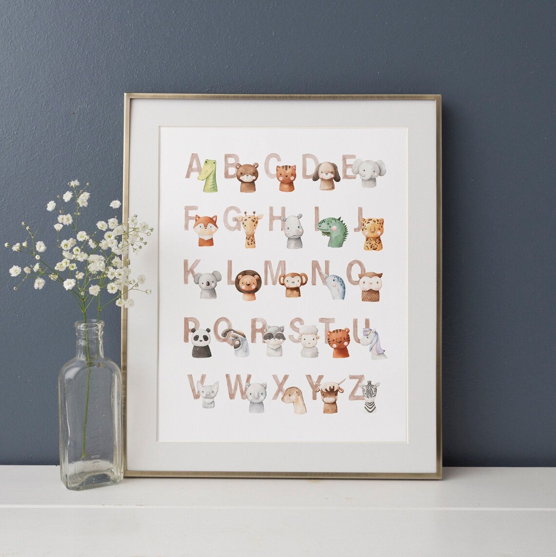 Watercolor Animal Alphabet Printable ABC Poster for Kids - Etsy