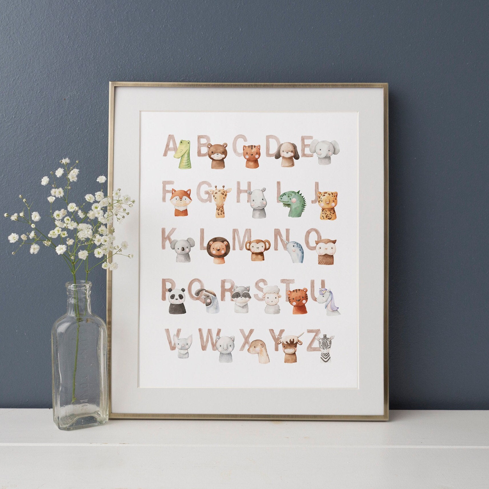 Watercolor Animal Alphabet Printable ABC Poster for Kids - Etsy