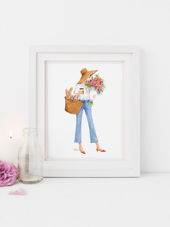 Spring Flower Art Spring Girl Illustration summer Spring - Etsy