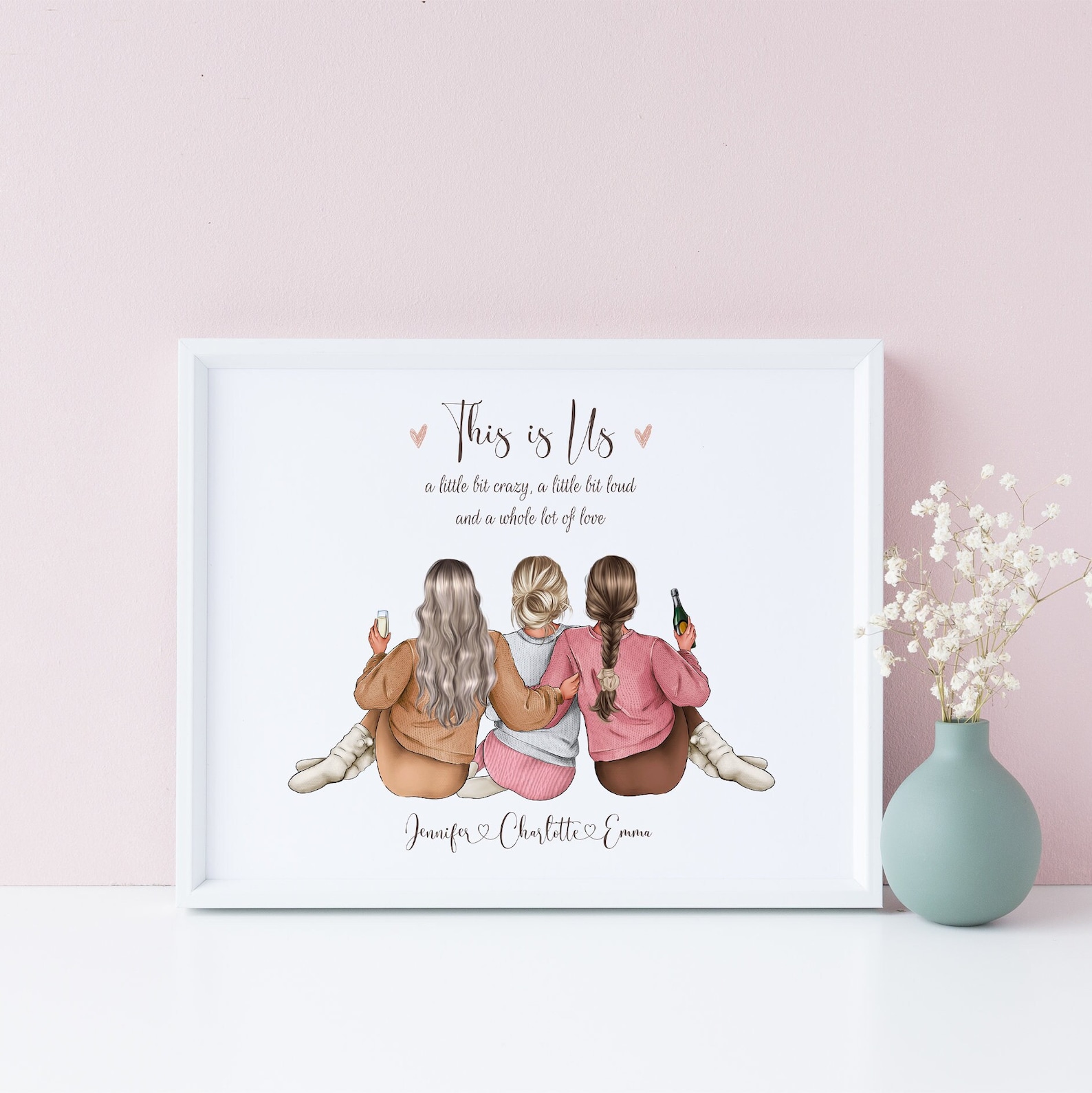 Best Friends Personalized Print, Custom 3 Friend Prints, Three Best ...