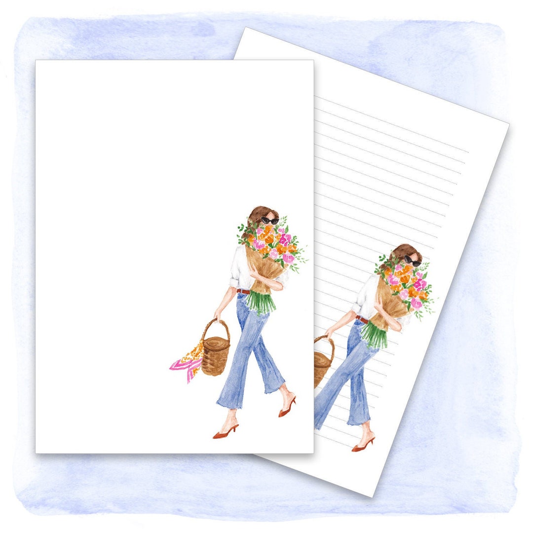 Printable Stationery Paper - Digital Note Paper, Lined Unlined, Writing ...