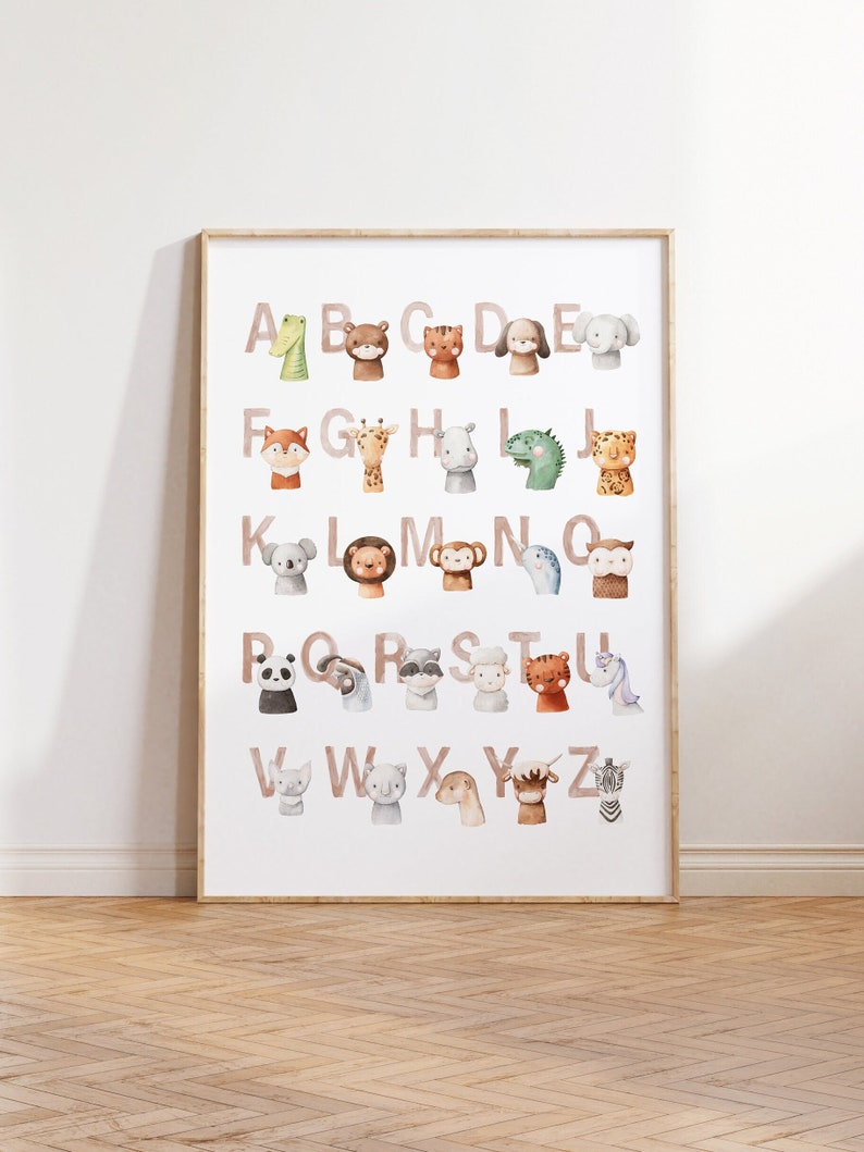 Watercolor Animal Alphabet Printable ABC Poster for Kids - Etsy